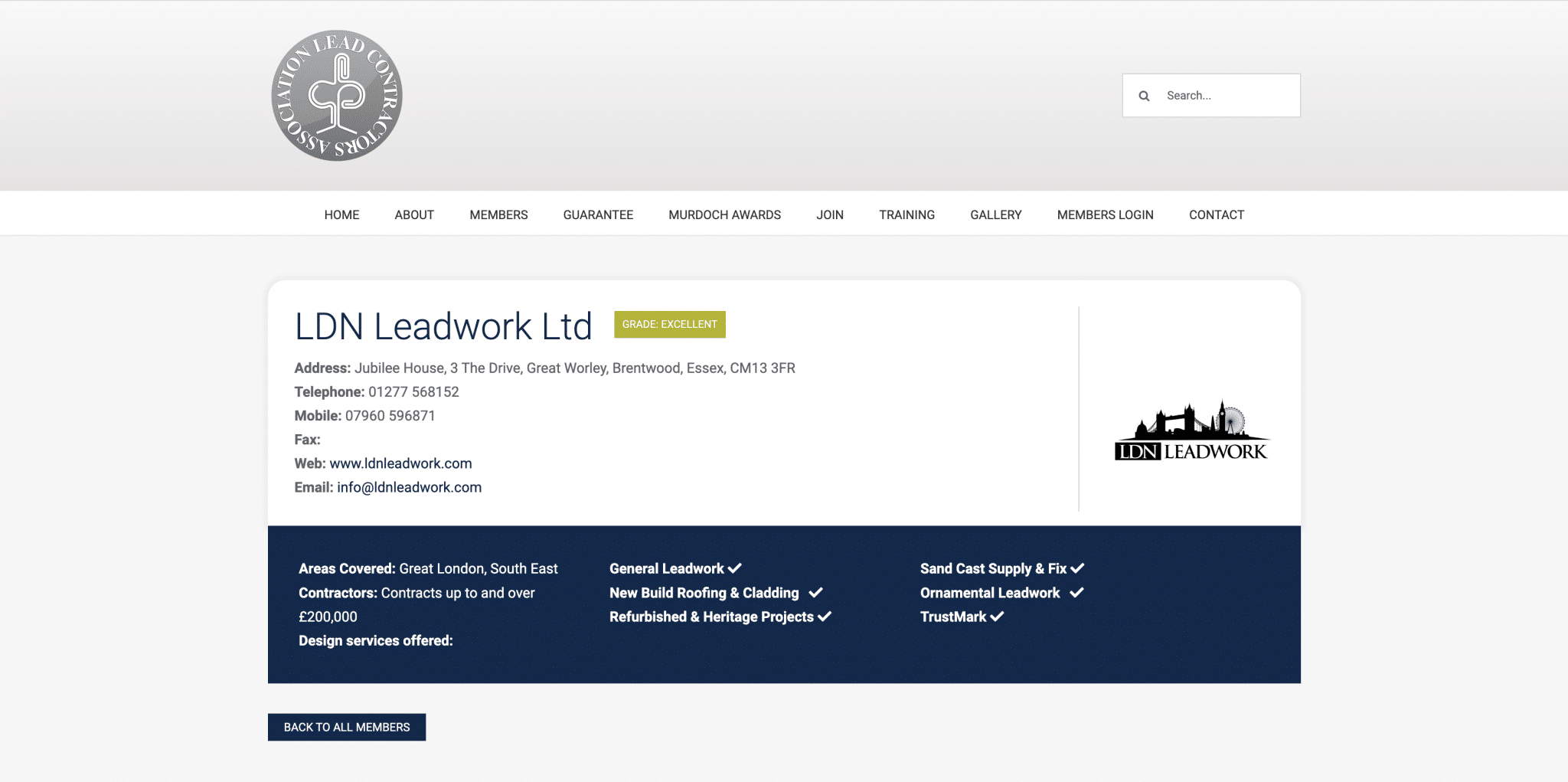 LDN Awarded Grade Excellent From LCA - LDN Leadwork
